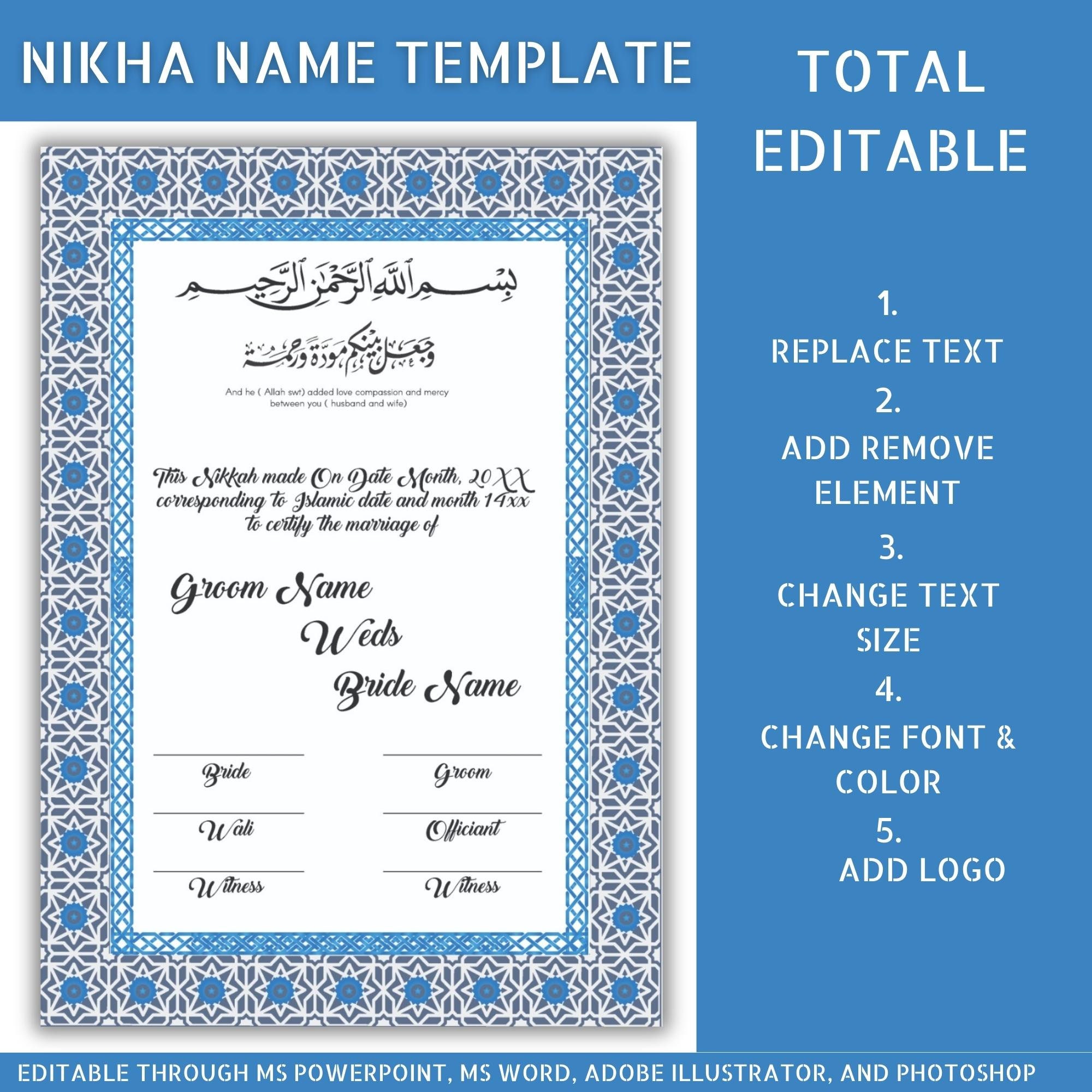 Nikah Nama in English Custom Nikkah Nama Islamic Wedding - Etsy