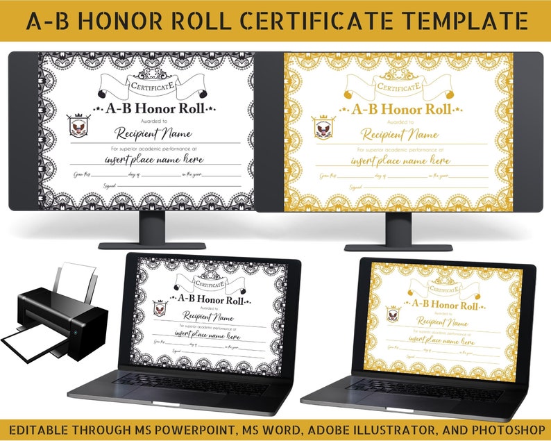 Certificate of Completion AB Honor Role, Black AB Honor Roll ...