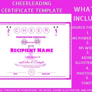 Cheer Certificate Template Pink, Cheerleader Certificates, Cheerleading ...