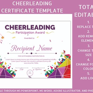Certificate of Cheerleading, Cheerleading Certificate and Coach ...