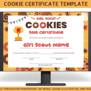 Girl Scout Cookie Sales Certificate Template (digital Download) - Etsy