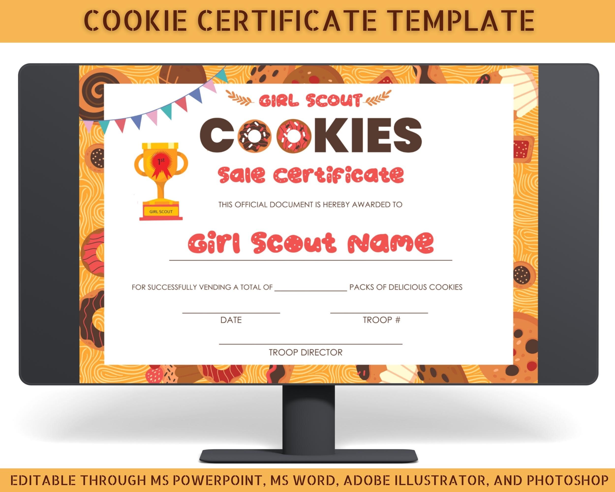 Cookie Sales Certificate Girl Scout Cookie Sales Certificate - Etsy