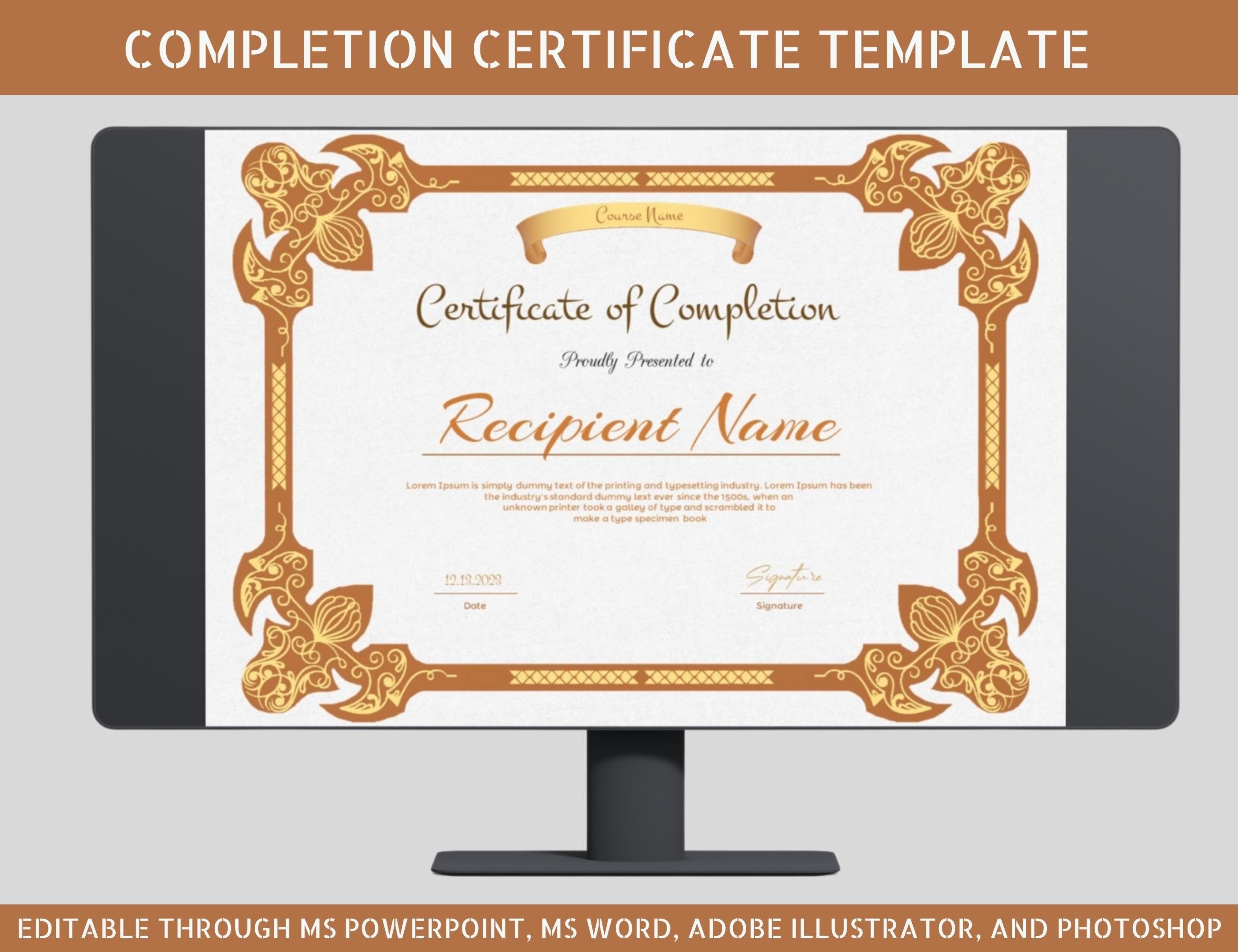 Course Certificate, Completion Certificate, Certificate of Completion ...