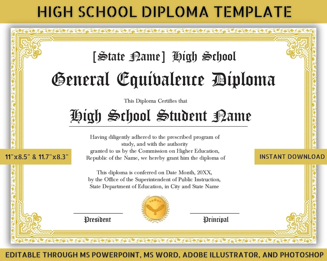 Plantilla De Diploma Falso De Escuela Secundaria De Florida