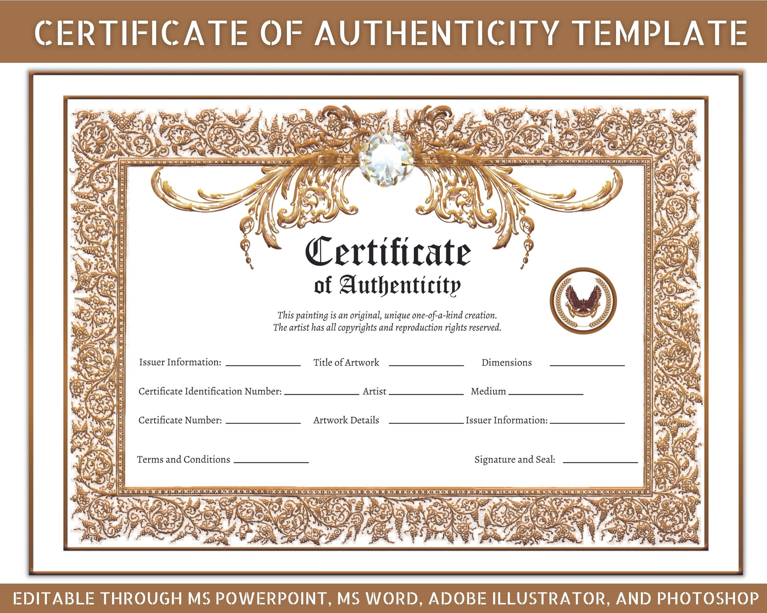 Certificate Of Authenticity Template Art
