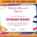 Student of the Week Award, Student of the Week Template, Student of the ...
