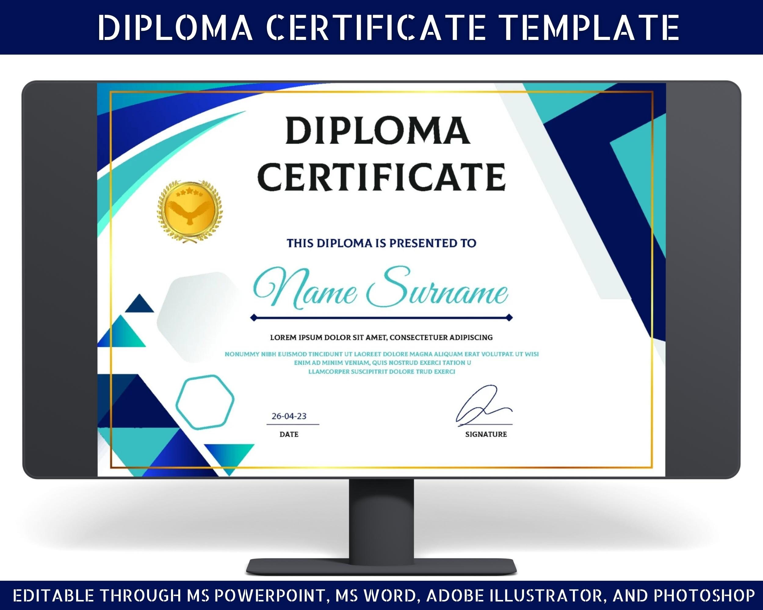Editable Diploma Certificate Template: Homeschool Keepsake (digital ...