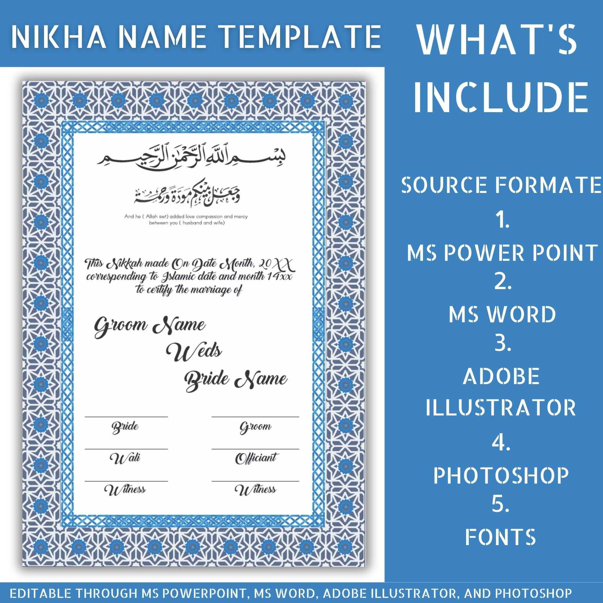 Nikah Nama in English, Custom Nikkah Nama, Islamic Wedding Contract ...