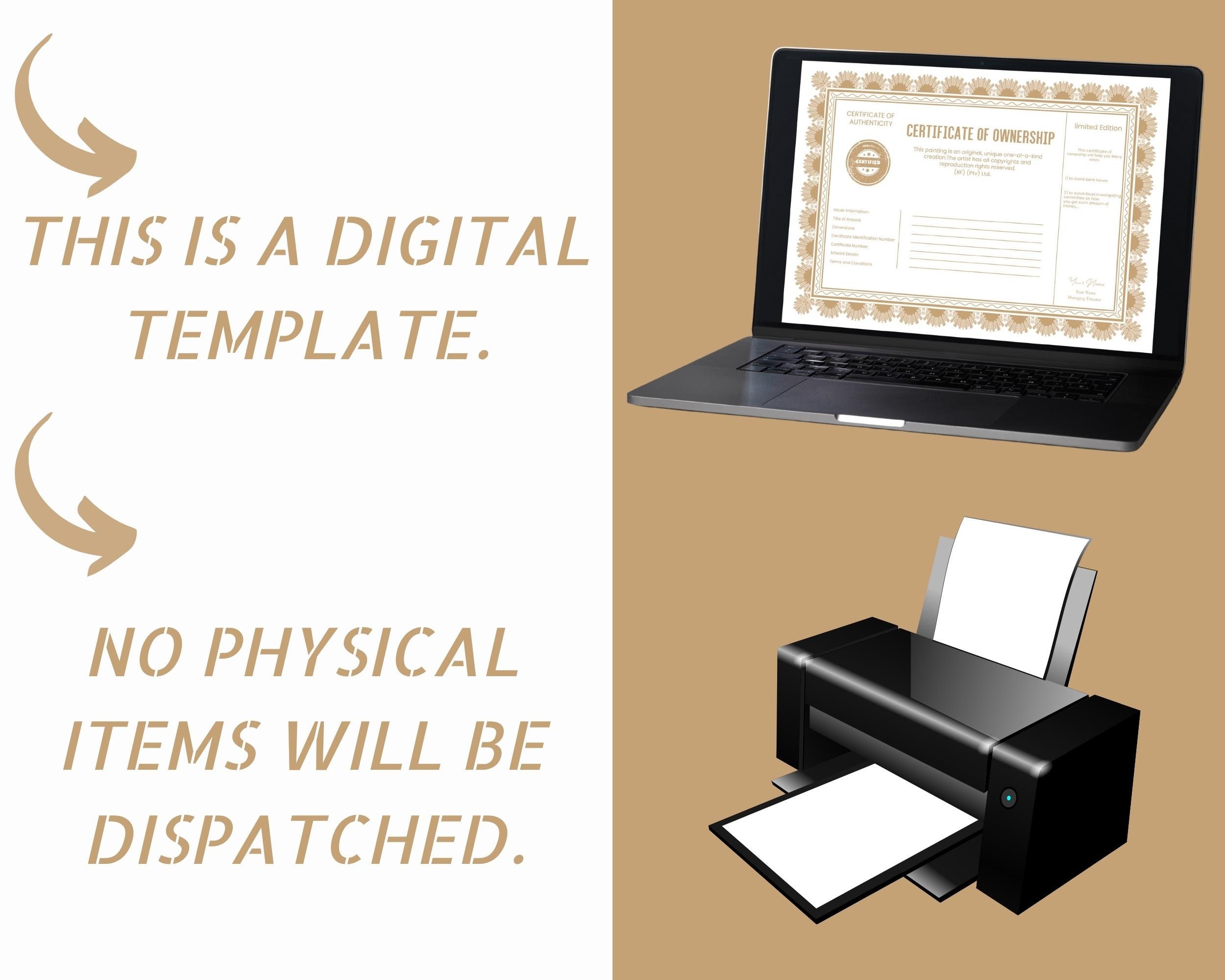Customizable Certificate of Ownership, Transfer of Title, Fractional ...