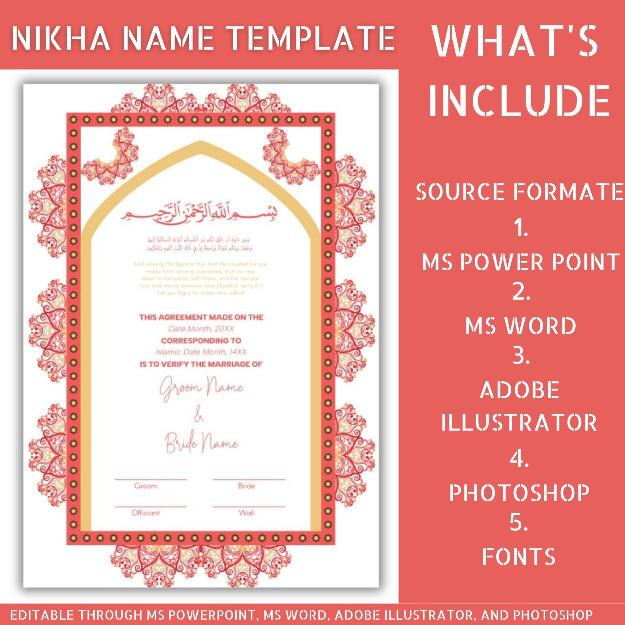 Nikah Certificate Digital Download, Custom Nikkah Nama, Islamic Wedding ...