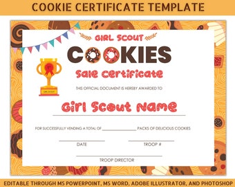 Girl Scout Cookie Certificate 2023 Dolphin - Etsy