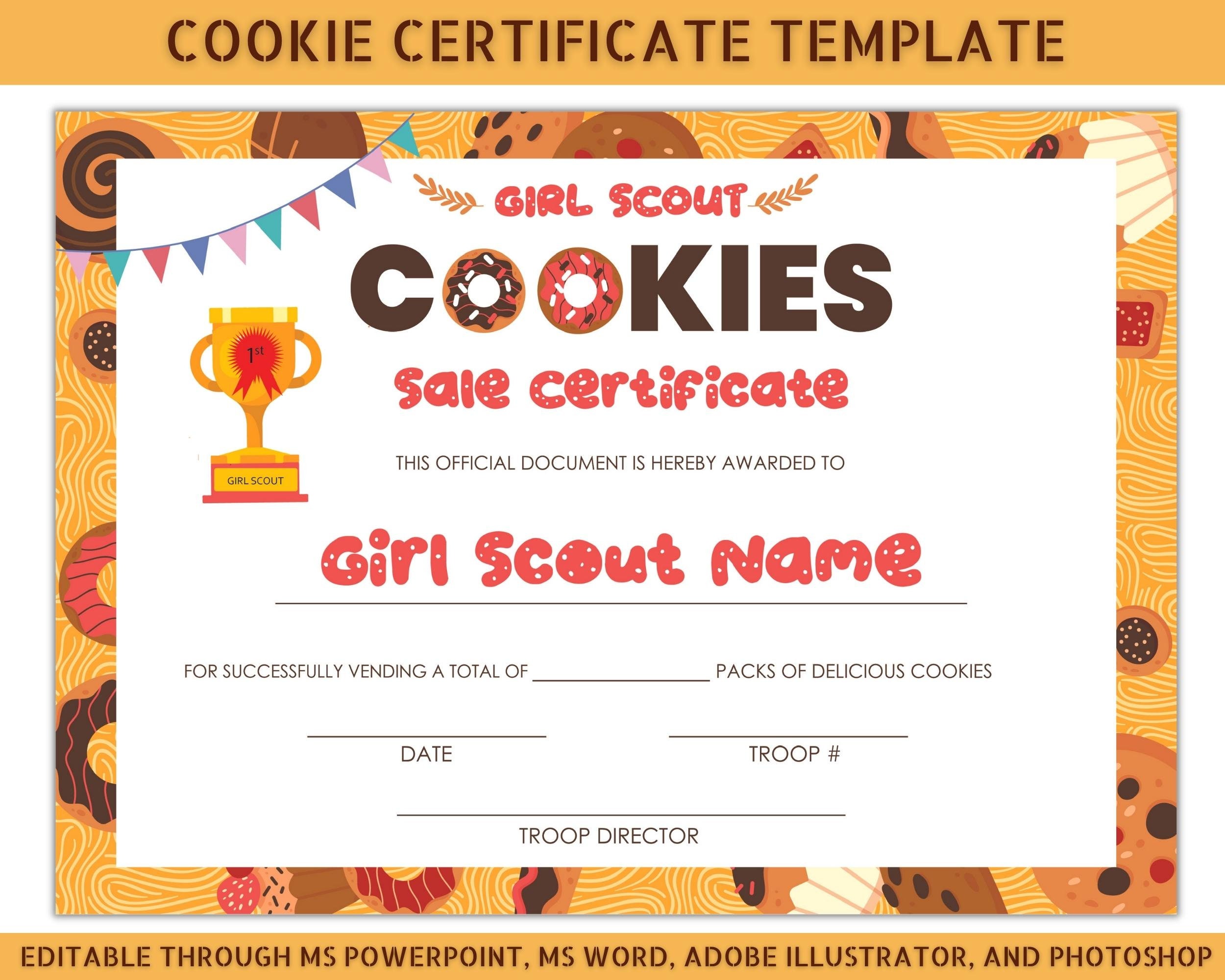 Girl Scout Cookie Sales Certificate Template (digital Download) - Etsy