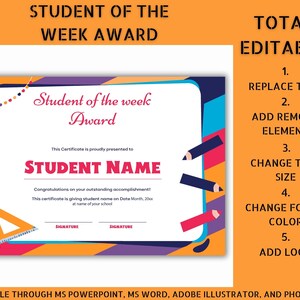 Student of the Week Award, Student of the Week Template, Student of the ...