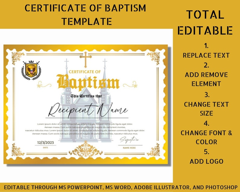 Certificate of Baptism Template, Child Dedication Certificate, Baptism ...