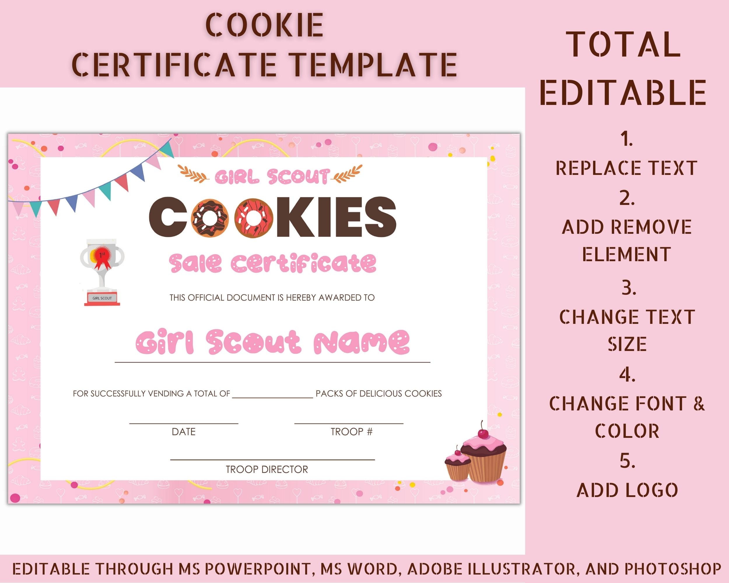 Girl Scout Cookie Sales Certificate Template (digital Download) - Etsy