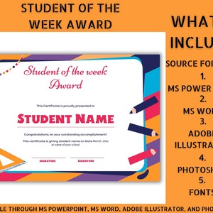 Student of the Week Award, Student of the Week Template, Student of the ...