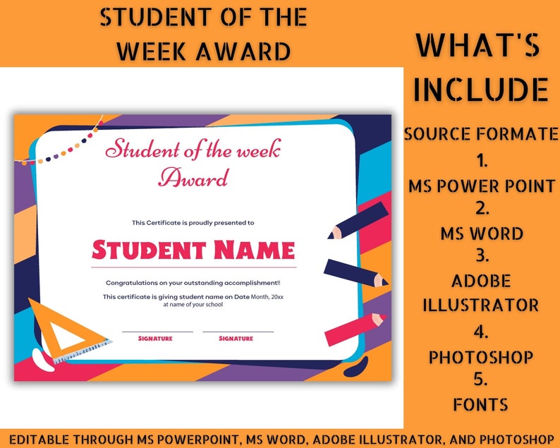 Student of the Week Award, Student of the Week Template, Student of the ...