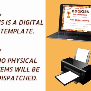 Girl Scout Cookie Sales Certificate Template (digital Download) - Etsy