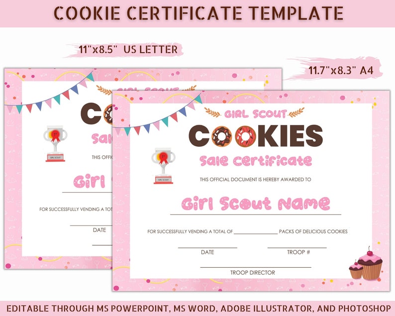 Girl Scout Cookie Sales Certificate Template (digital Download) - Etsy