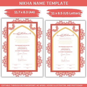 Nikah Certificate Digital Download, Custom Nikkah Nama, Islamic Wedding ...