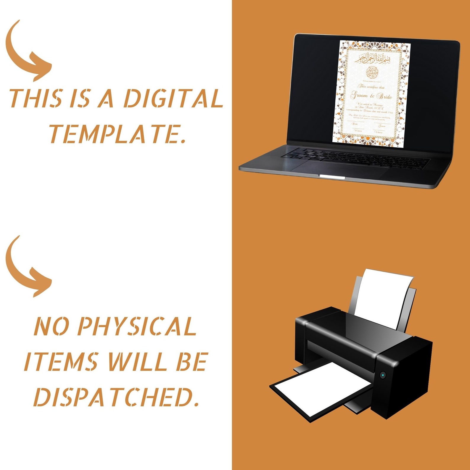 Nikkah Nama Certificate Digital Download, Custom Nikkah Nama, Islamic ...