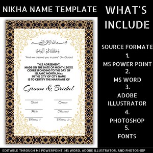 Custom Nikah Nama Template: Editable Islamic Wedding Contract (digital ...