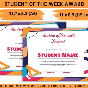 Student of the Week Award, Student of the Week Template, Student of the ...