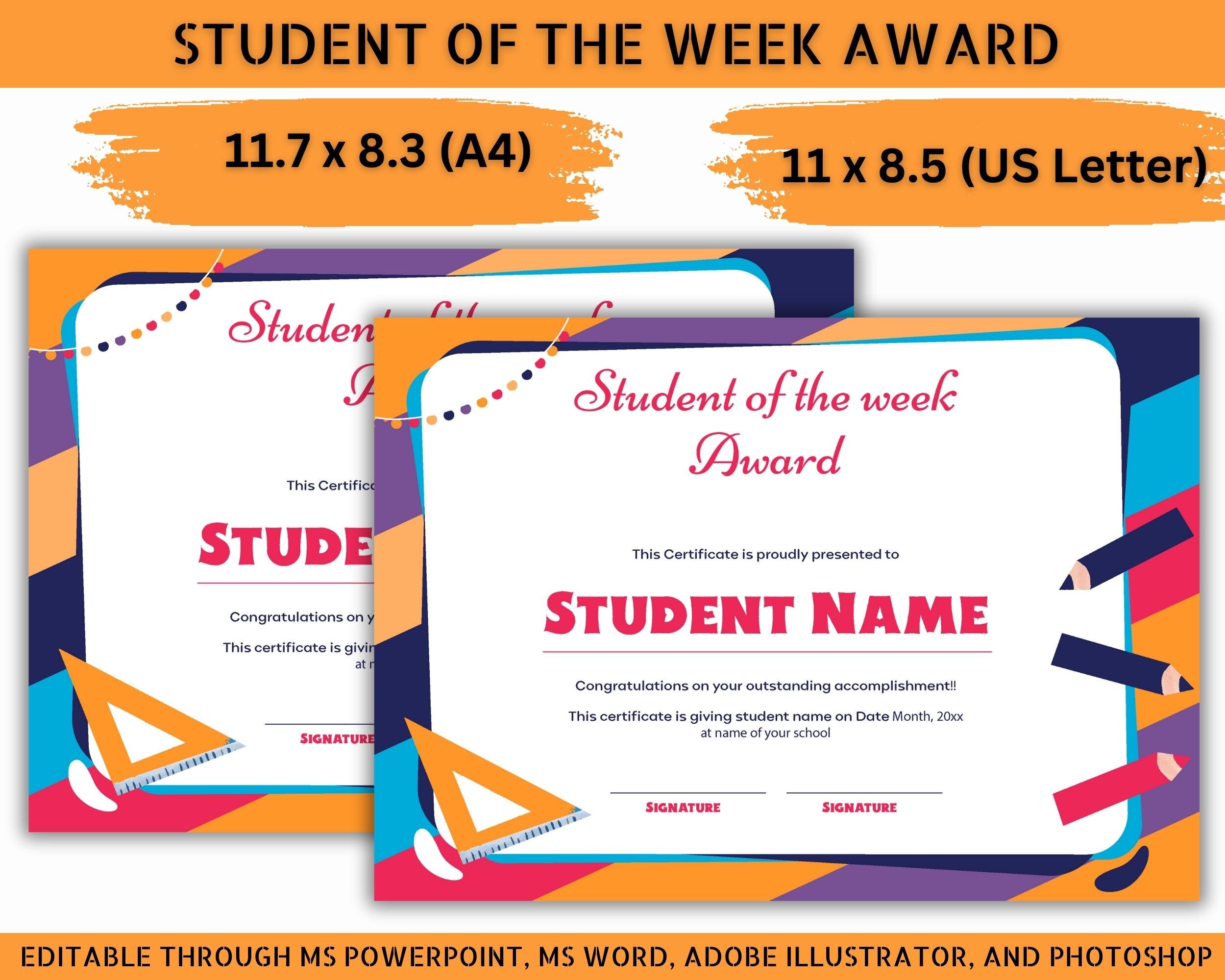 Student of the Week Award, Student of the Week Template, Student of the ...