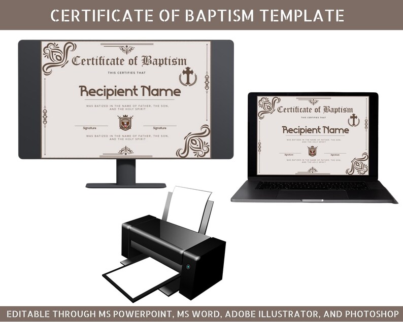 Baptism Certificate Template, Printable Certificate of Baptism ...