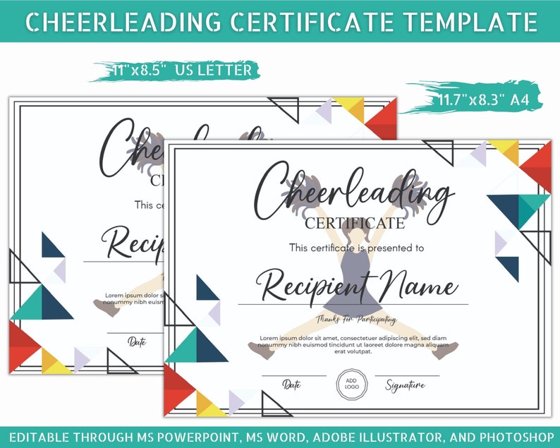 Cheerleading Certificate Template: Printable Cheer Coach Award (digital ...