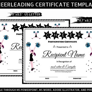 Cheerleading Certificate and Coach Certification, Editable Printables ...