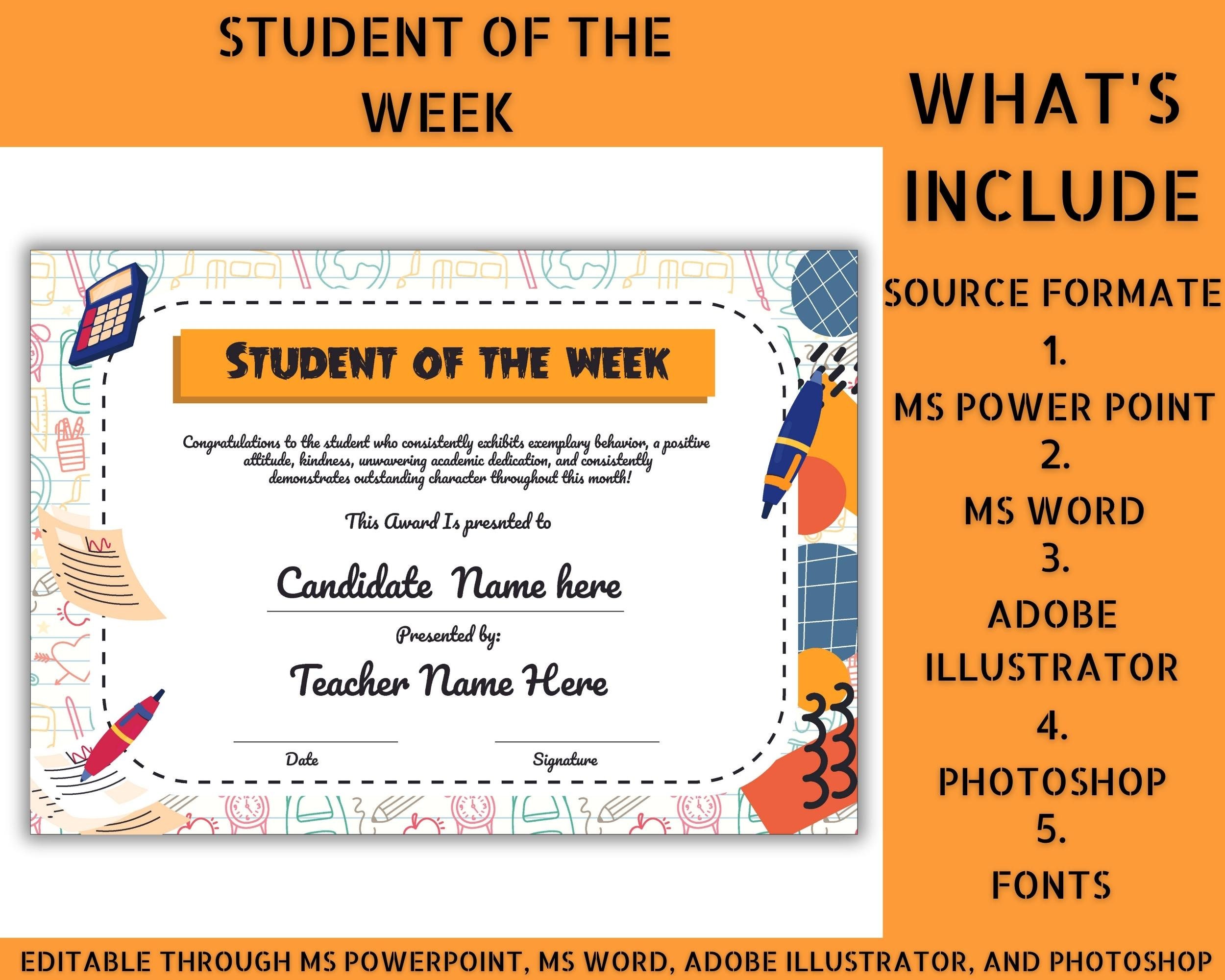 Student of the Week, Student of the Week Template, Student of the Week ...
