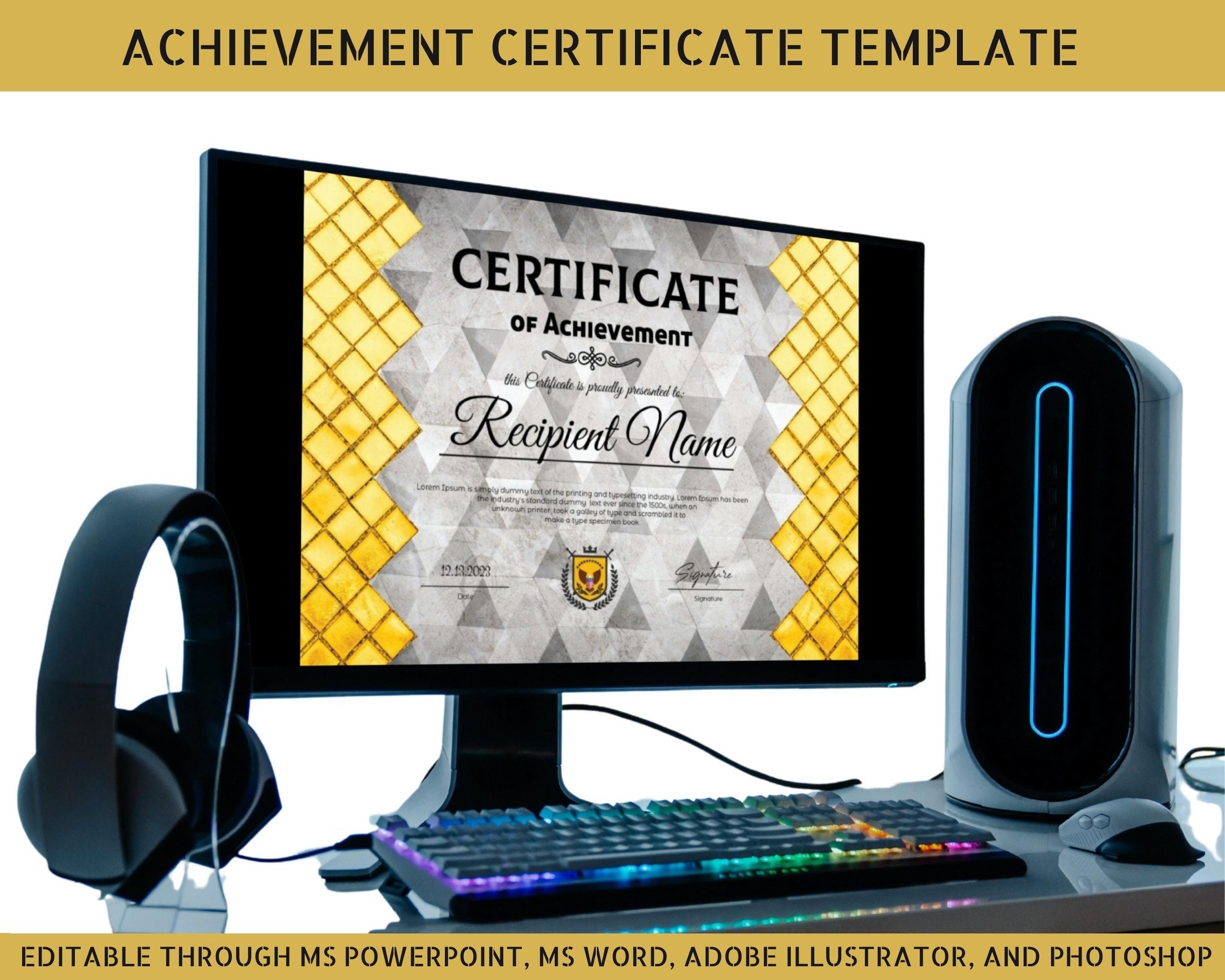 Editable Achievement Certificate Template, Certificate of Achievement ...