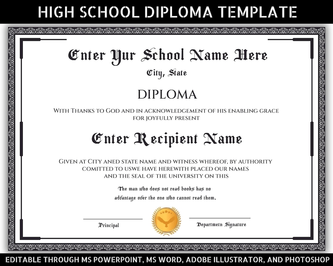 High School Diploma Template for General Equivalency Diploma Graduates ...