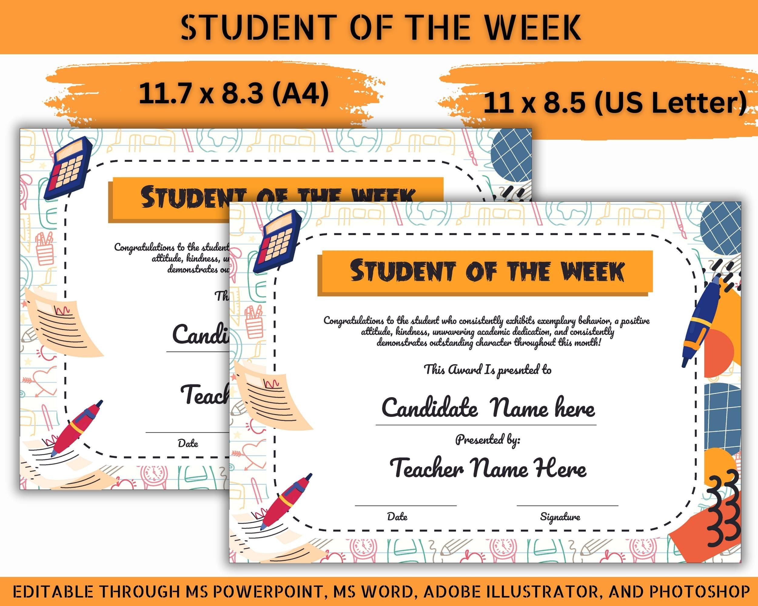 Student of the Week, Student of the Week Template, Student of the Week ...