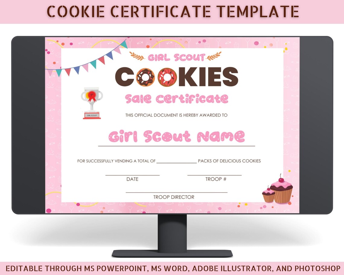 Girl Scout Cookie Sales Certificate, Cookie Sales Certificate, Cookies ...