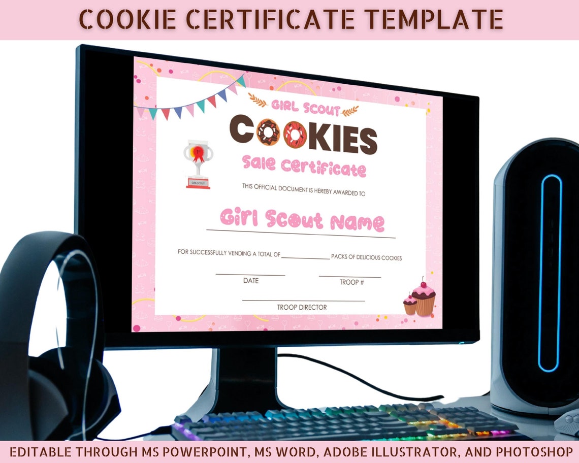 Girl Scout Cookie Sales Certificate Template (digital Download) - Etsy