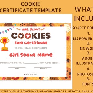 Girl Scout Cookie Sales Certificate Template (digital Download) - Etsy