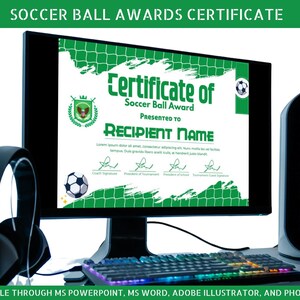 Editable Soccer Award Certificate Template, Soccer Certificate ...
