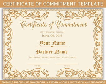Commitment Wedding Ceremony Certificate - Etsy