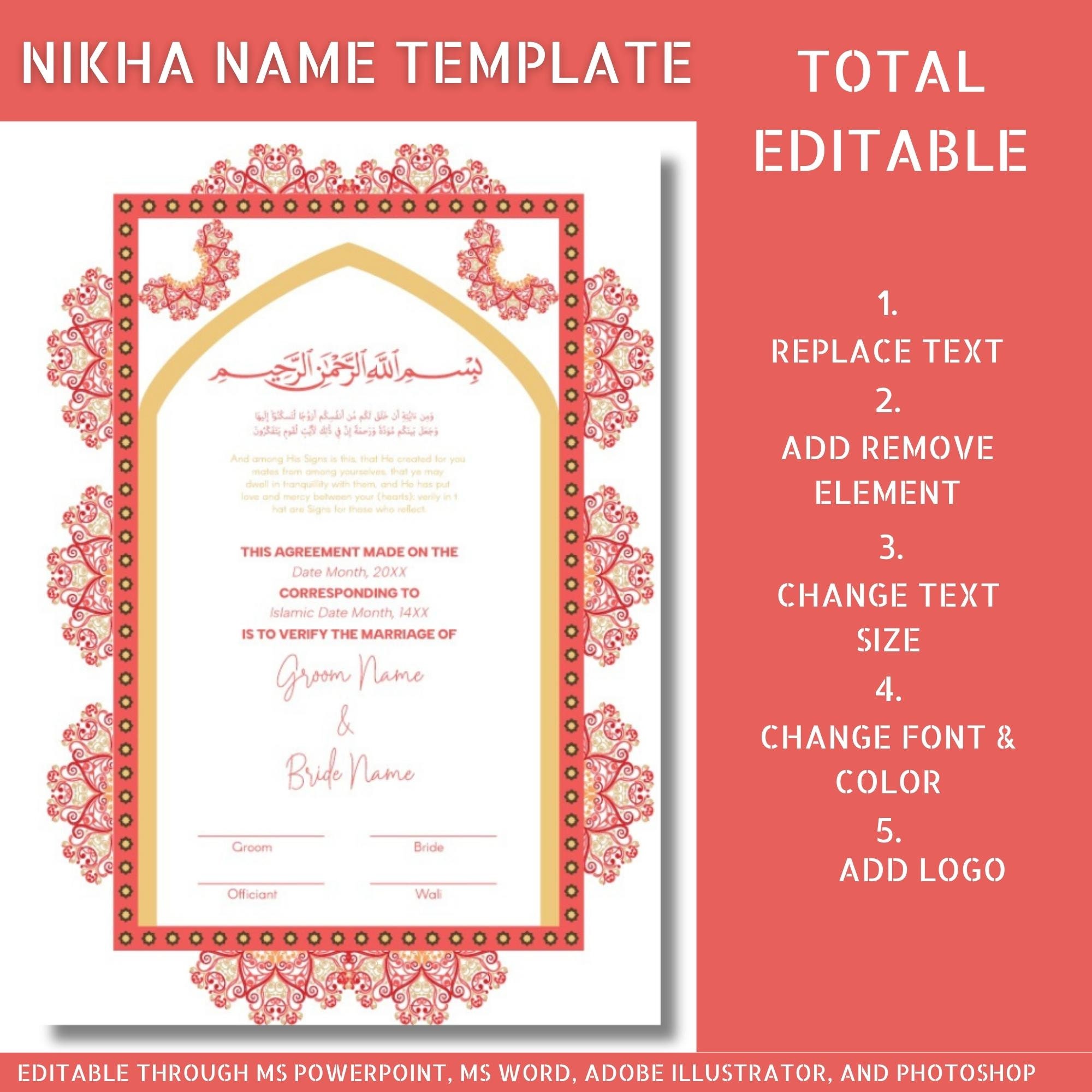 Nikah Certificate Digital Download Custom Nikkah Nama - Etsy