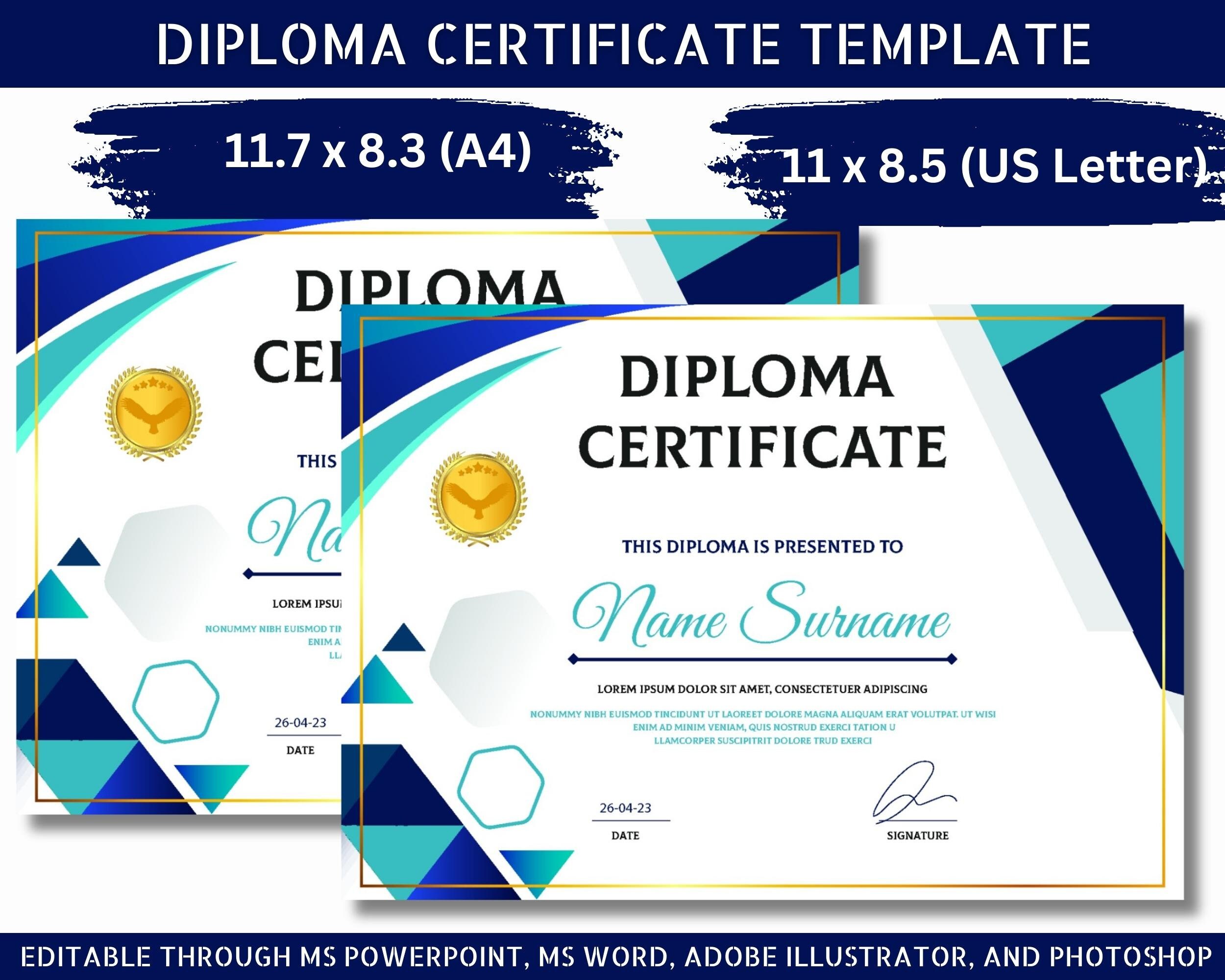 Editable Diploma Certificate Template: Homeschool Keepsake (digital ...