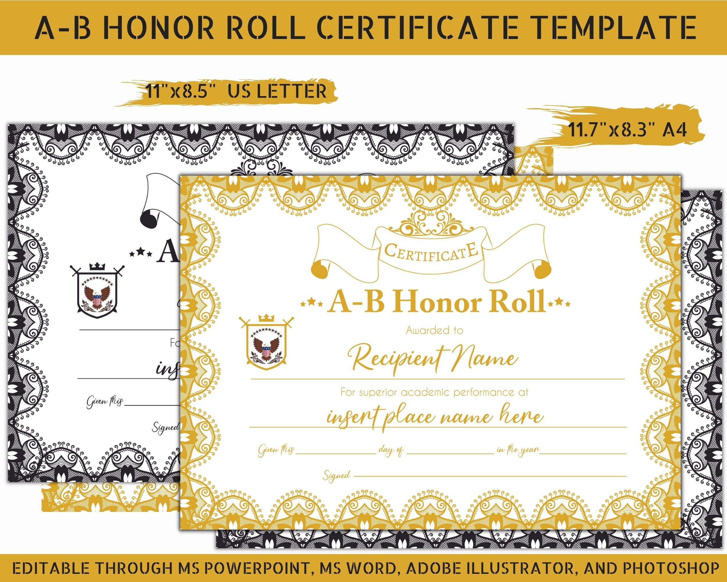Certificate of Completion AB Honor Role, Black AB Honor Roll ...