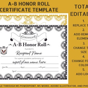 Certificate of Completion AB Honor Role, Black AB Honor Roll ...