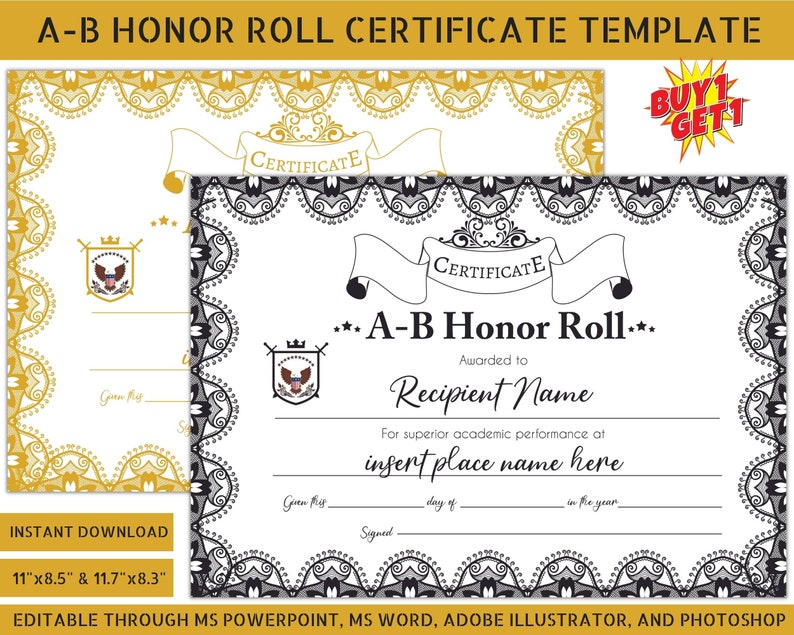 Certificate of Completion AB Honor Role, Black AB Honor Roll ...