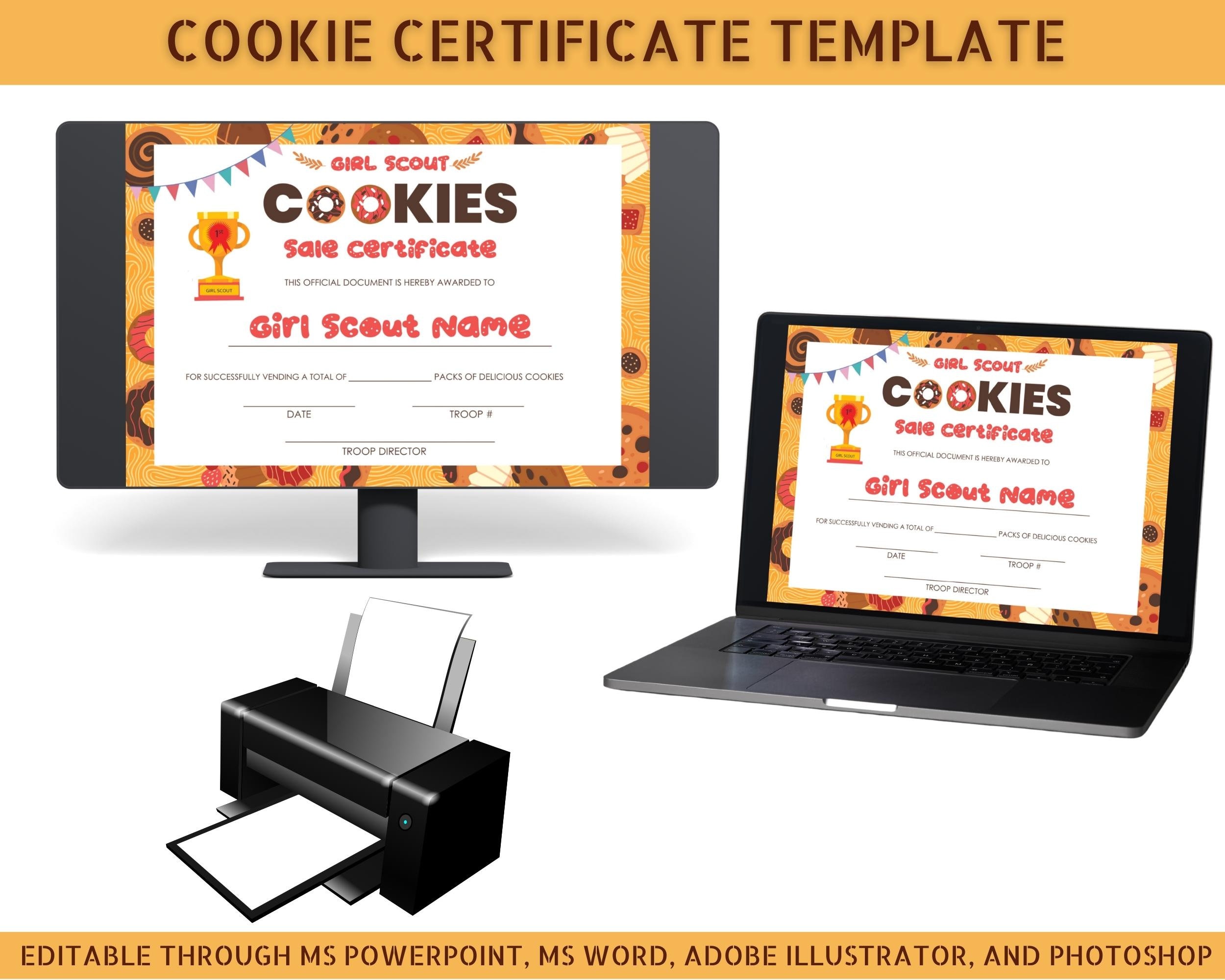 Girl Scout Cookie Sales Certificate Template (digital Download) - Etsy