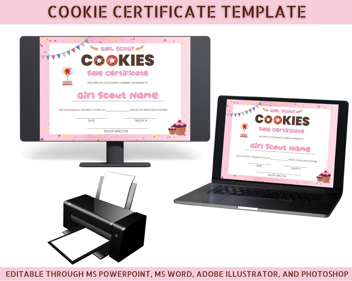 Girl Scout Cookie Sales Certificate, Cookie Sales Certificate, Cookies ...