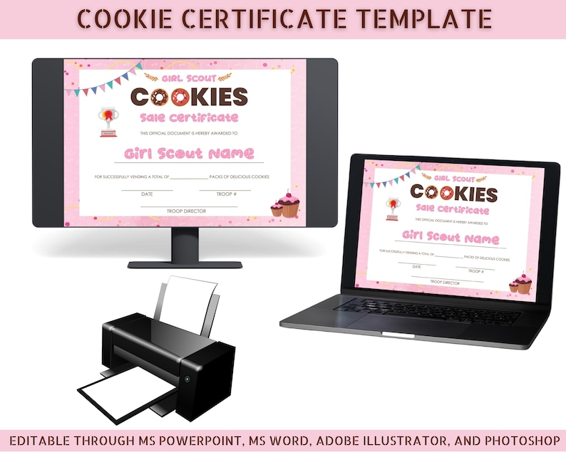 Girl Scout Cookie Sales Certificate Template (digital Download) - Etsy