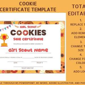 Girl Scout Cookie Sales Certificate Template (digital Download) - Etsy
