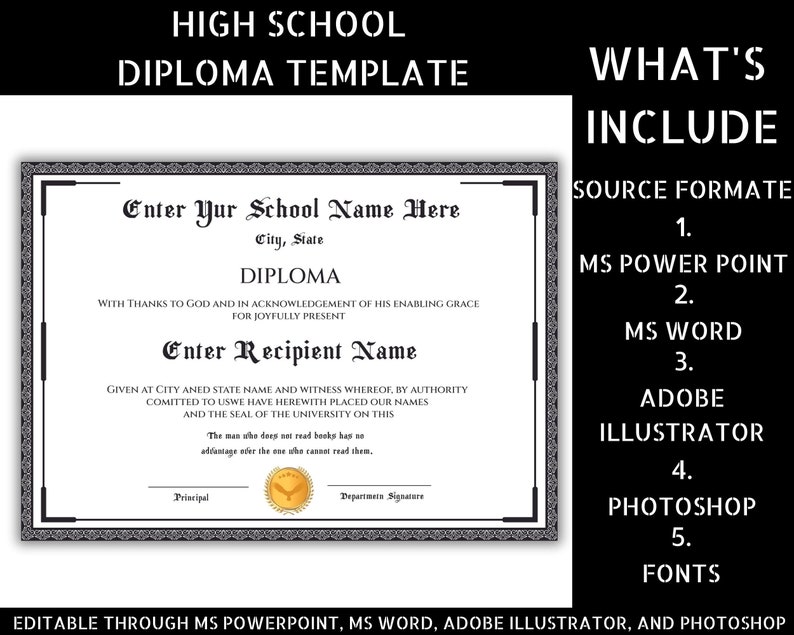 High School Diploma Template for General Equivalency Diploma Graduates ...